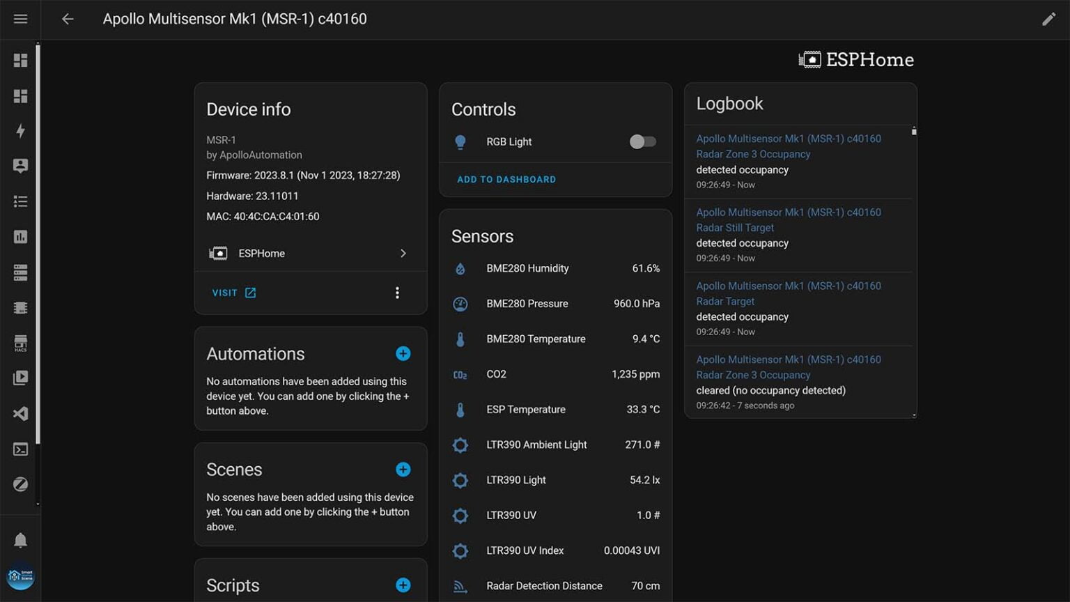Apollo MSR-1 Presence and CO2 Multisensor Review - SmartHomeScene