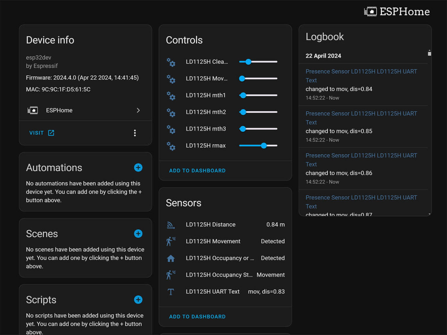 DIY Presence Sensor with HLK-LD1125H and ESPHome - SmartHomeScene