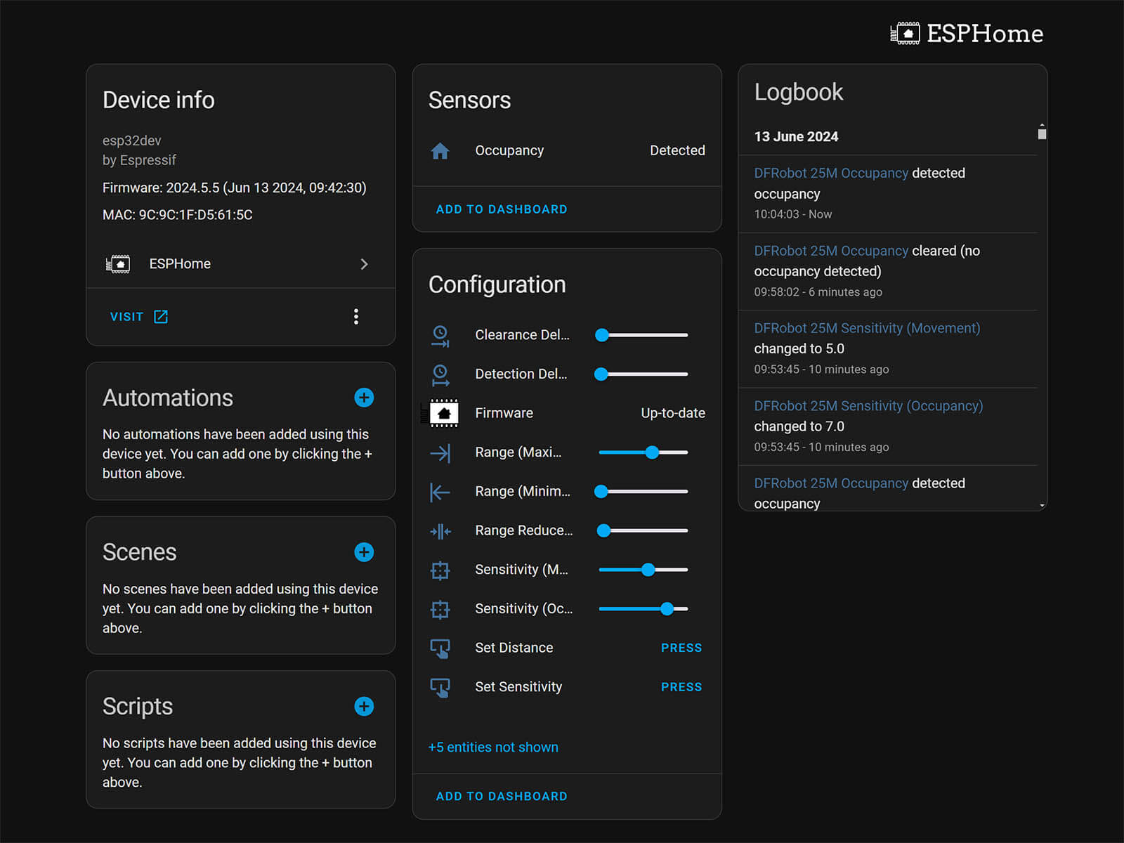 DIY Presence Sensor with DFRobot 25m and ESPHome - SmartHomeScene