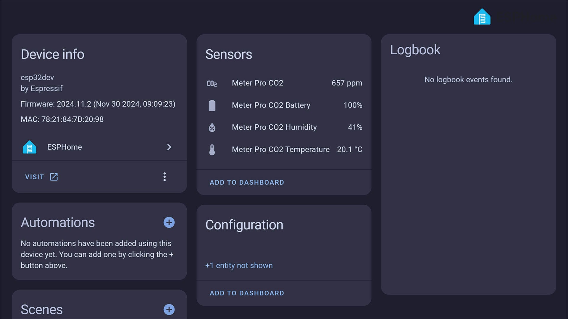 SwitchBot Meter Pro CO2 ESPHome BLE Integration - SmartHomeScene