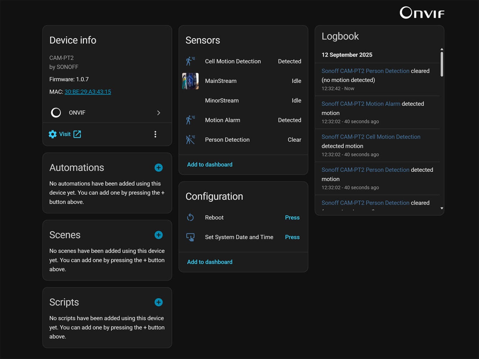 Integrating Sonoff CAM-PT2 In Home Assistant - SmartHomeScene