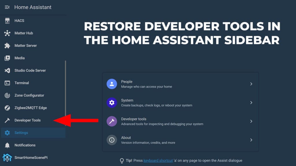 How to Restore Developer Tools in Home Assistant | SmartHomeScene